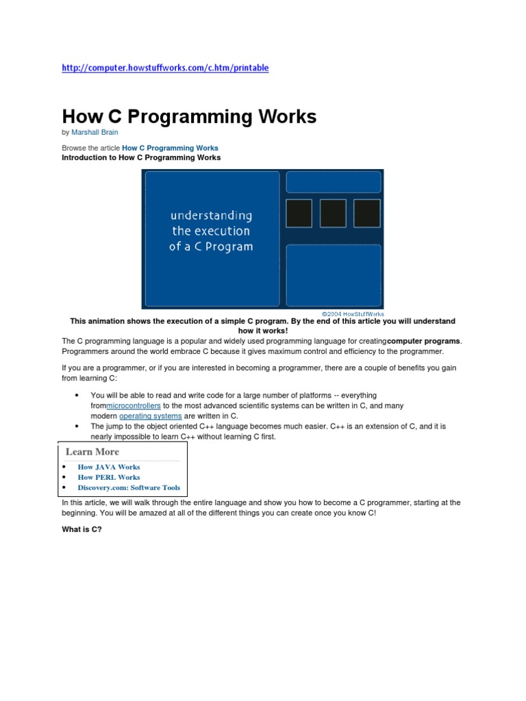 How C Programming Works by Marshall Brain | C (Programming Language ...
