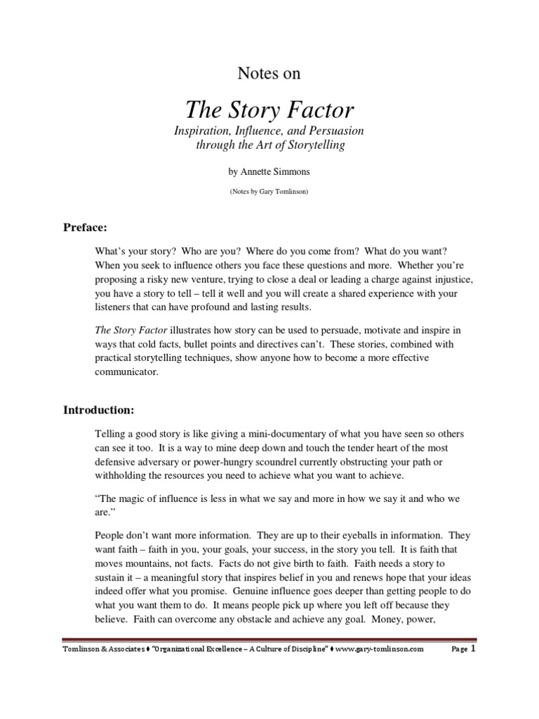 Book Report - The Story Factor | PDF | Persuasion | Trust (Emotion)