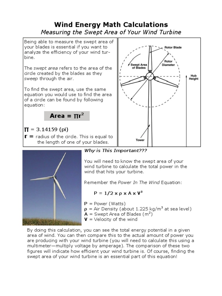 Wind Energy Math Calculations: Measuring The Swept Area of Your Wind ...