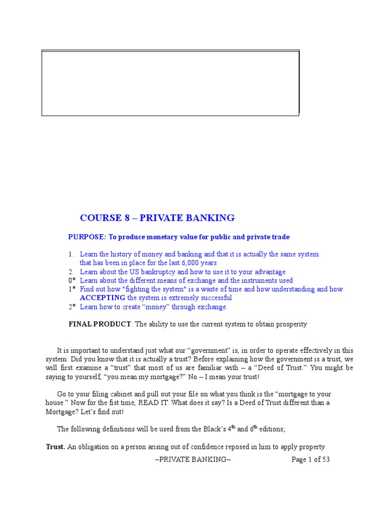 Private Banking | PDF | Deed Of Trust (Real Estate) | Real Estate Law