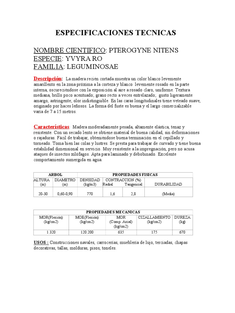 Yvyraro | PDF | Madera | Materiales