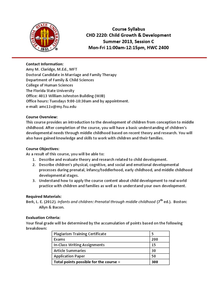 Syllabus | PDF | Childhood | Child Development