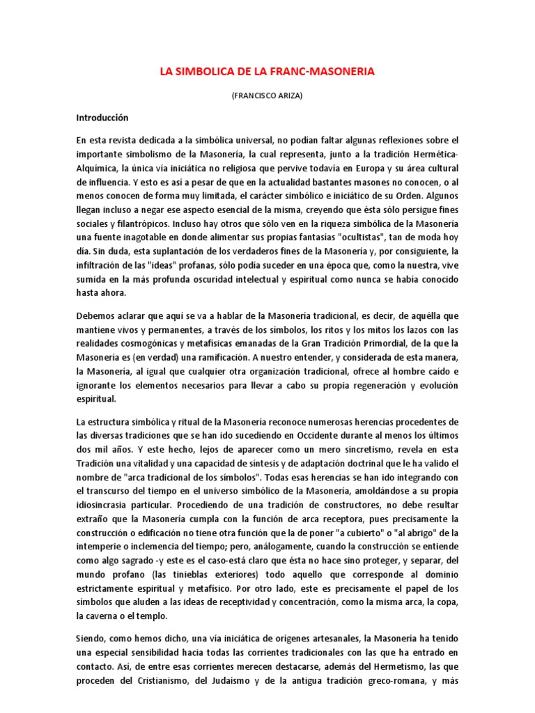 La Simbolica de La Francmasoneria | PDF | Masonería | Caballeros templarios