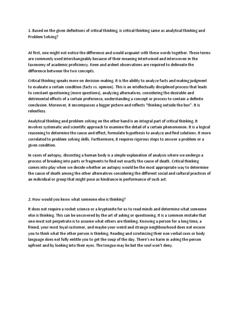 Critical vs Analytical Thinking Explained | PDF | Critical Thinking ...