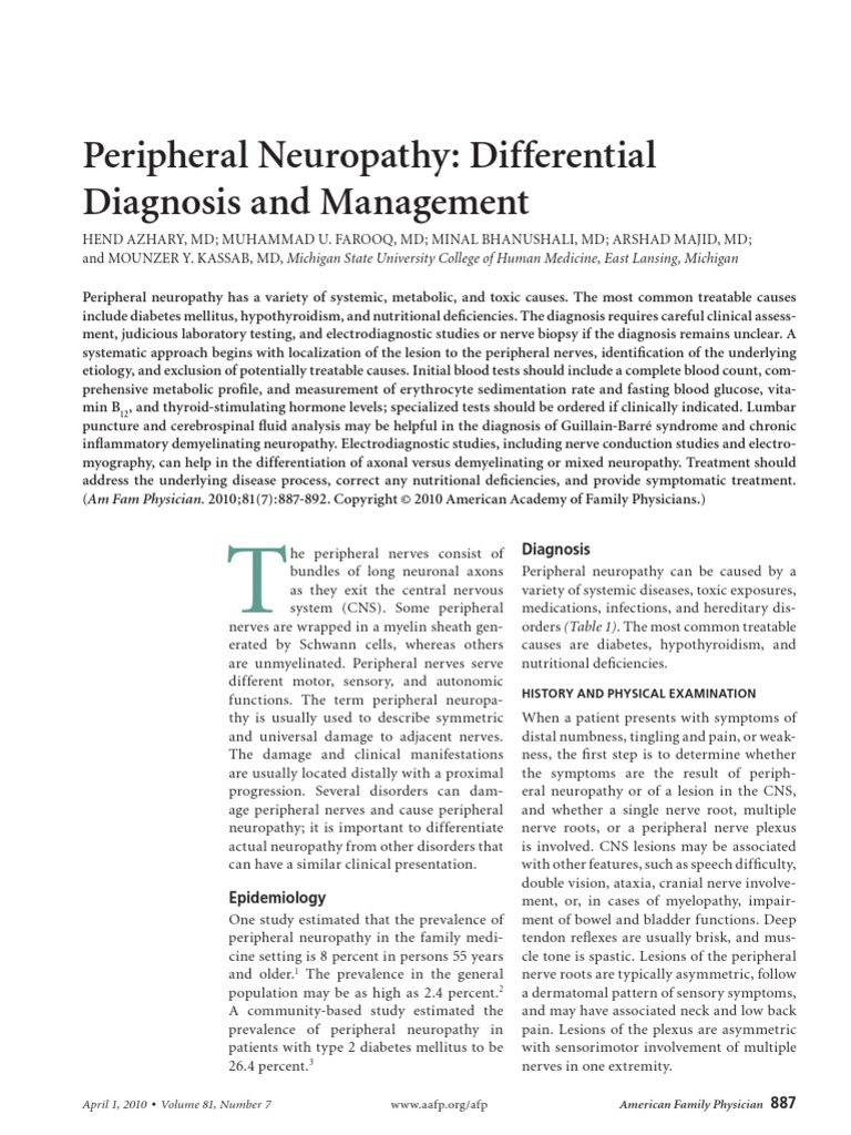 Peripheral Neuropathy Diff Diagnosis and Management Aafp | PDF ...