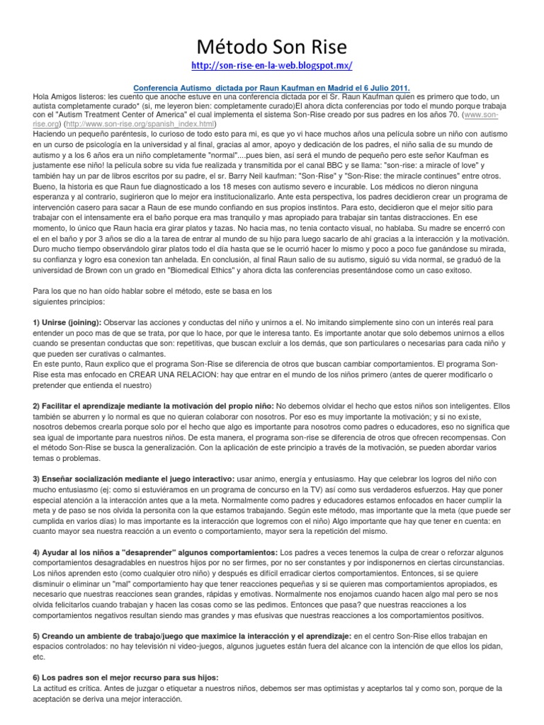 Método Son Rise | PDF | Autismo | Motivación