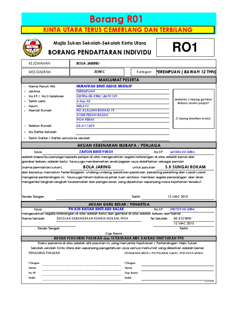 Borang Ro1 & Ro2 | PDF