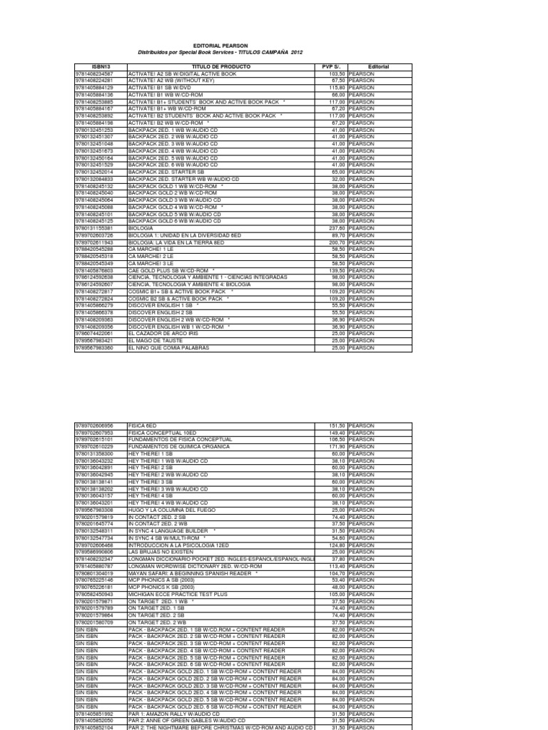 Pearson Educational Book List | PDF | Cd Rom | Storage Media
