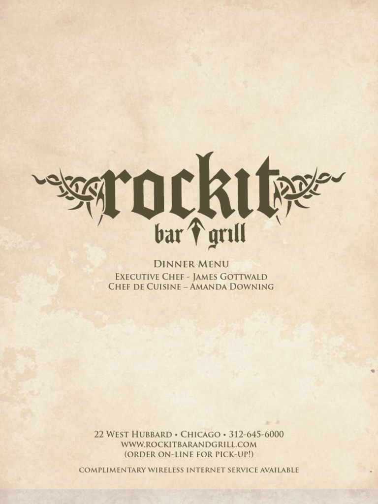 Dinner Menu: Executive Chef - James Gottwald Chef de Cuisine - Amanda ...