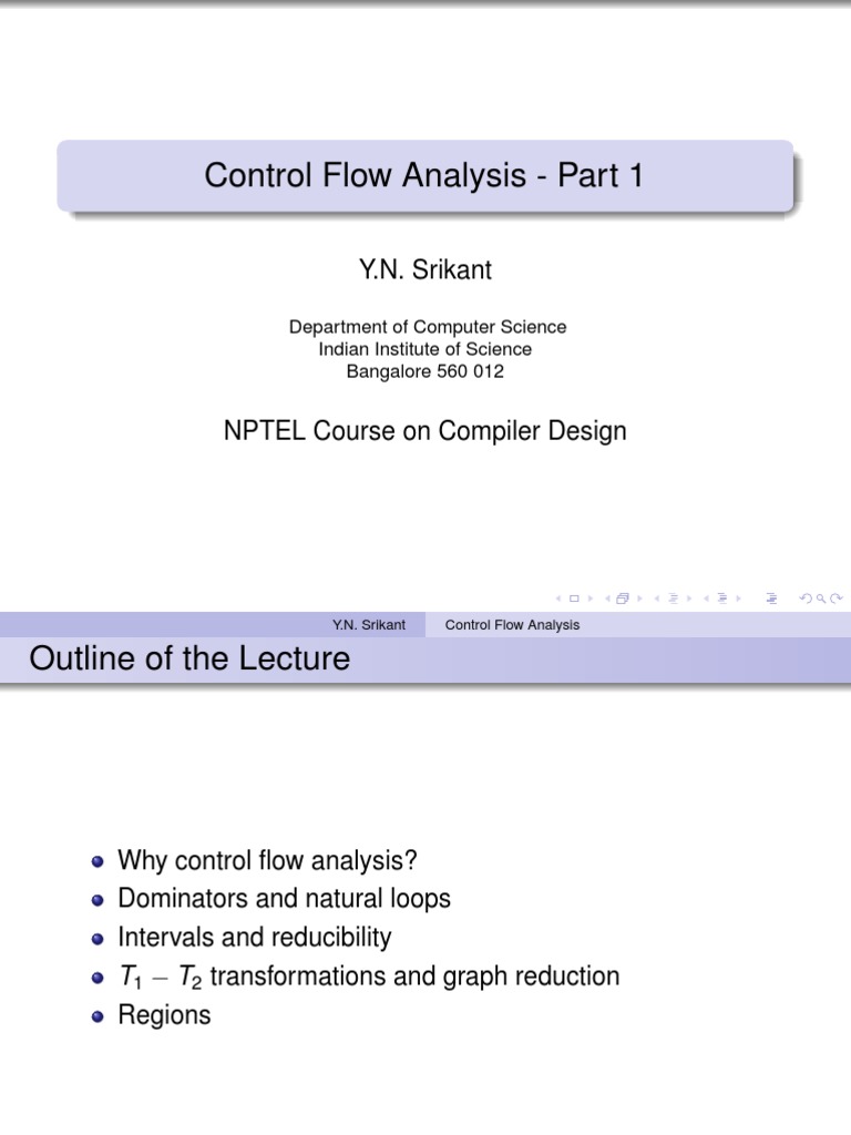 Control Flow Analysis - Part 1: Y.N. Srikant | PDF | Control Flow | Applied Mathematics