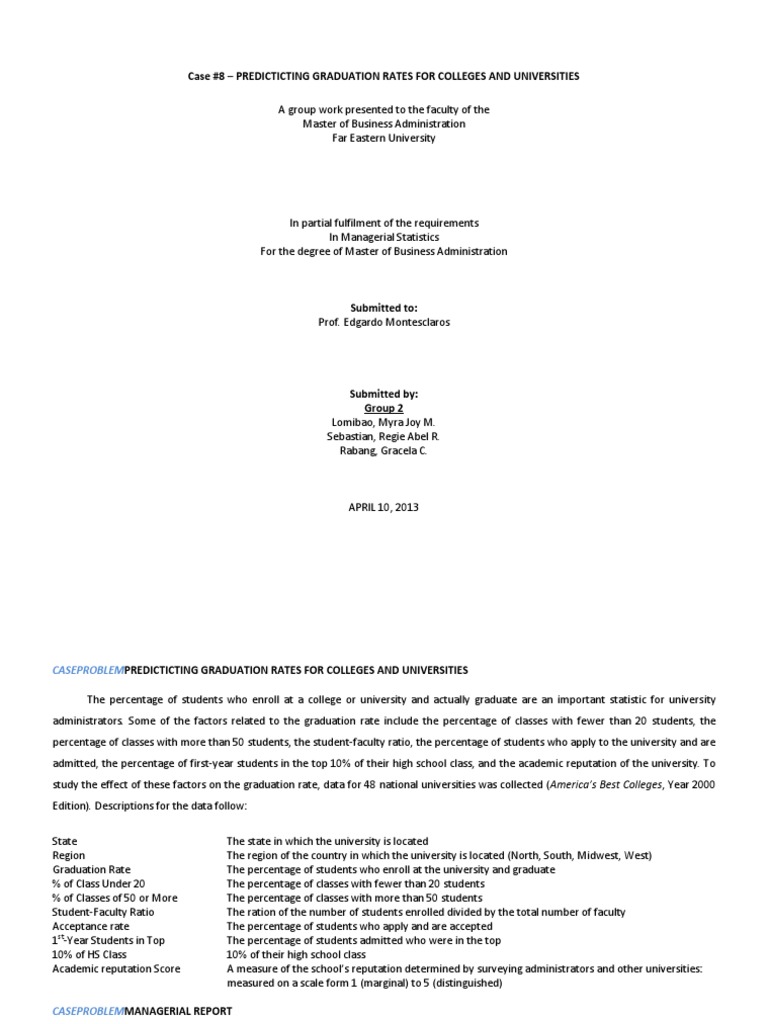 Predicting College Graduation Rates: A Statistical Analysis of the ...
