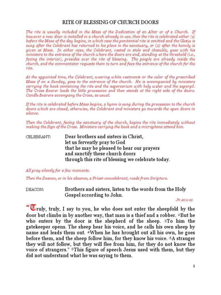 Rite of Blessing of Church Doors | PDF | Mass (Liturgy) | Religious ...