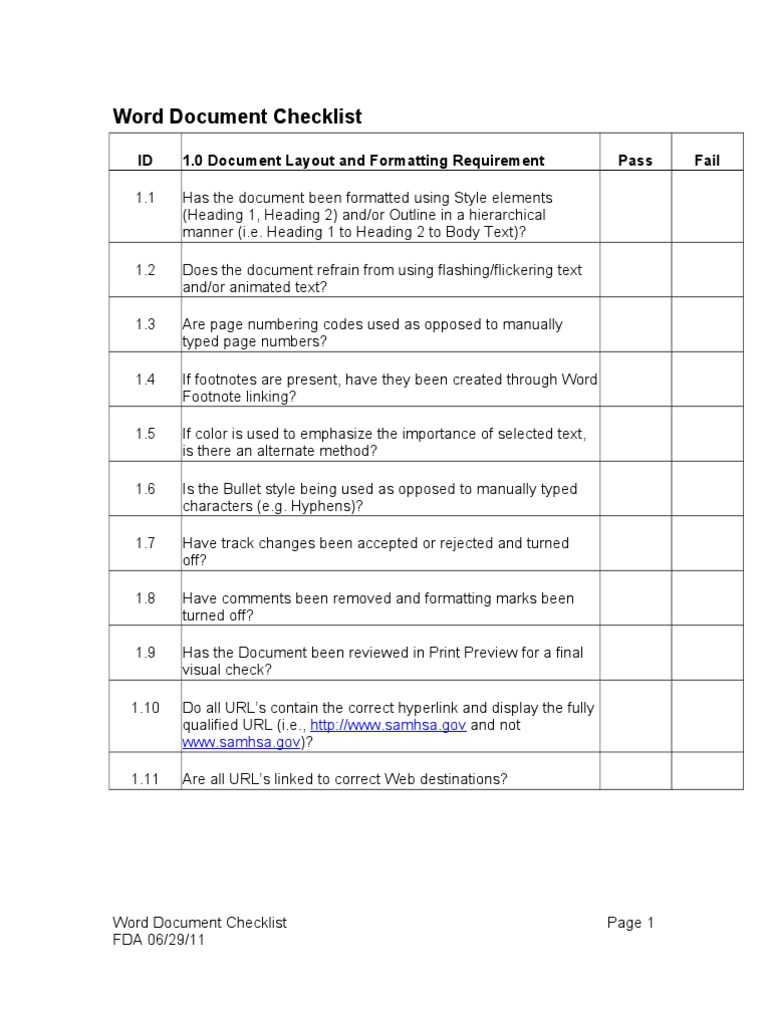 Word Document Checklist | Page Layout | Microsoft Word | Free 30-day ...