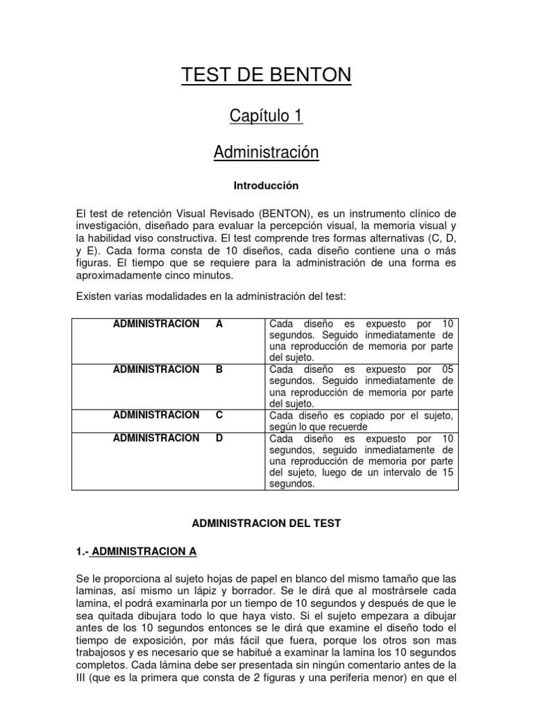 Test Benton | PDF | Rotación | Memoria