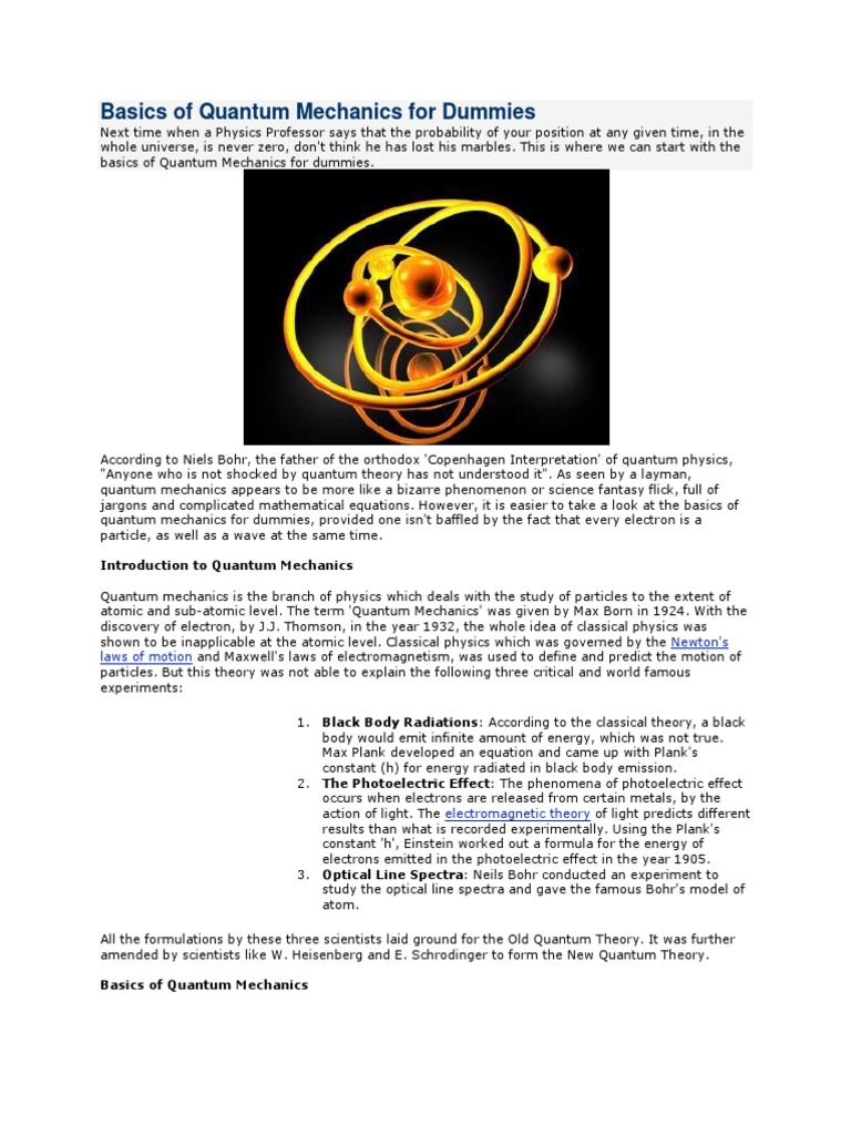 Basics of Quantum Mechanics For Dummies | PDF | Quantum Mechanics ...