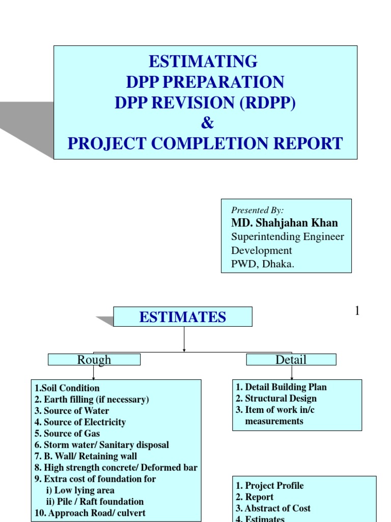 estimating & DPP preparation final.ppt | Feasibility Study | Water