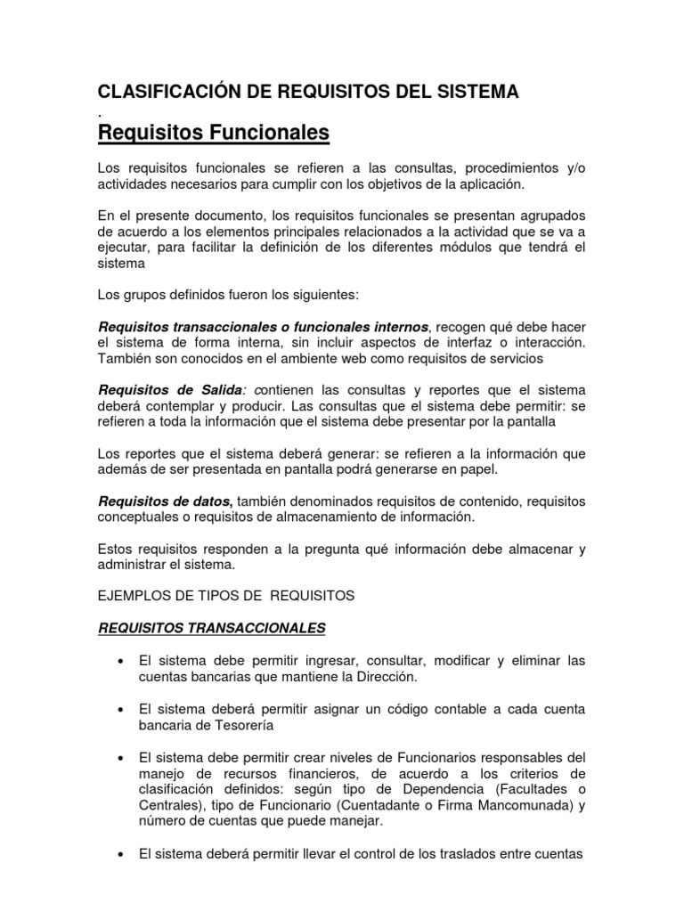 Requisitos de Clasificación Bancaria | PDF | Información | Contabilidad