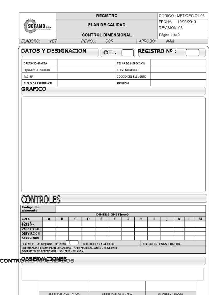 Registro de Control Dimensional | PDF