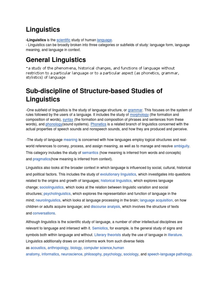 Linguistics | PDF | Linguistics | Academic Discipline Interactions