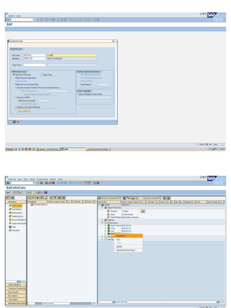 Create SAP BI Cube Step by Step | PDF