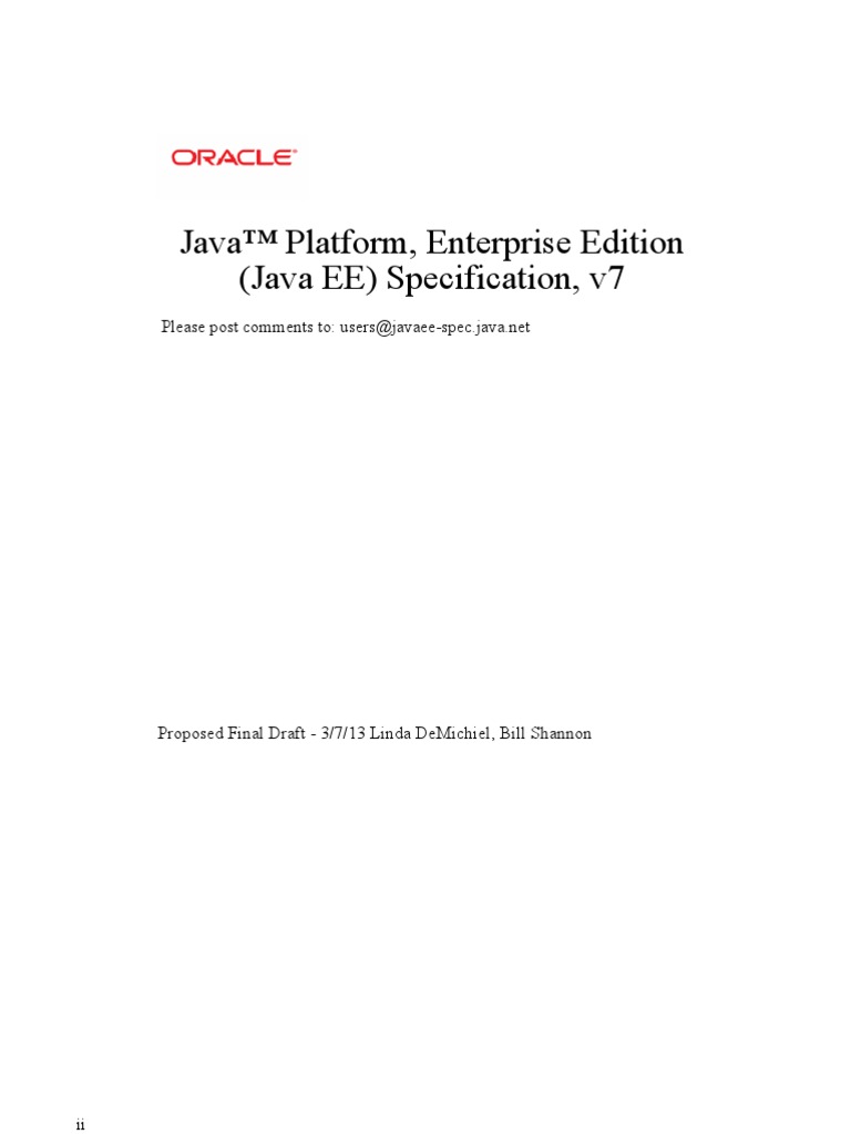JavaEE Platform Spec | PDF | Enterprise Java Beans | Java Platform