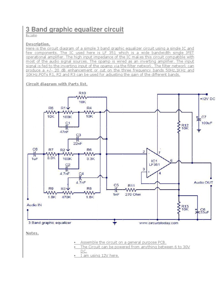 3 Band Graphic Equalizer Circuit Diagram | PDF | Operational Amplifier ...