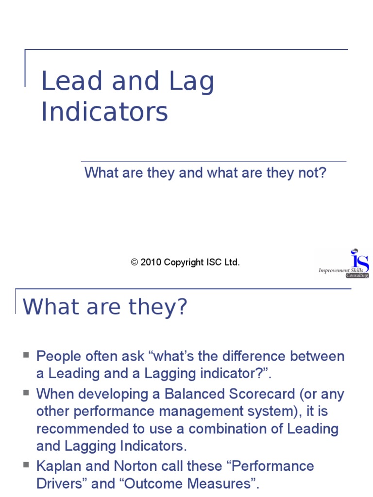 Lead and Lag Indicators | PDF | Goal | Customer Satisfaction