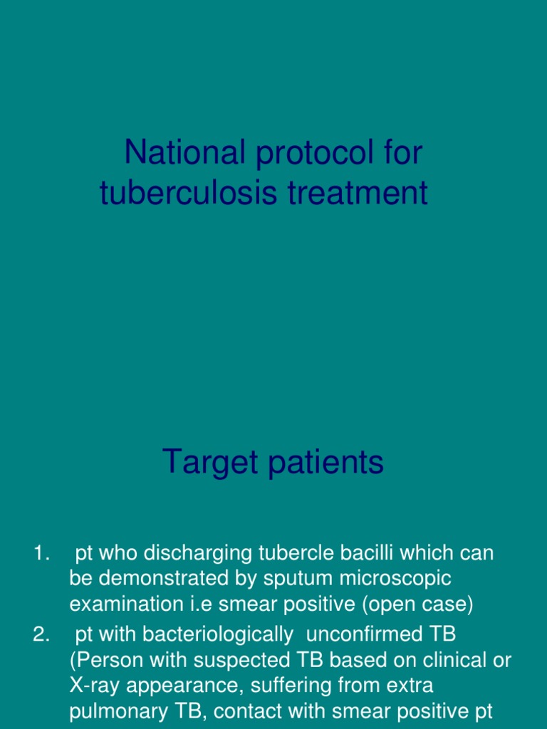 Protocol of TB Treatment | PDF | Tuberculosis | Drugs