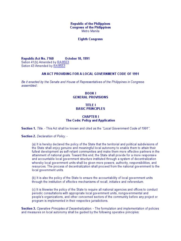 Local Government Code of 1991 | PDF | Local Government | Eminent Domain
