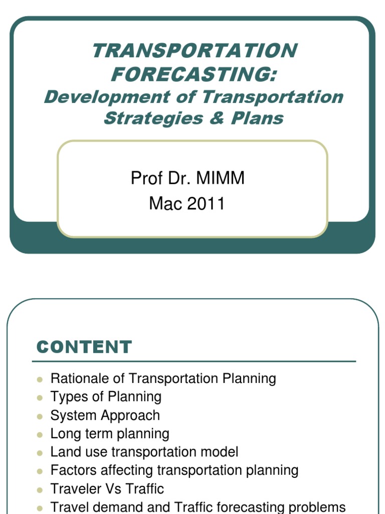 Transportation Planning Strategies Guide | PDF | Forecasting | Transport