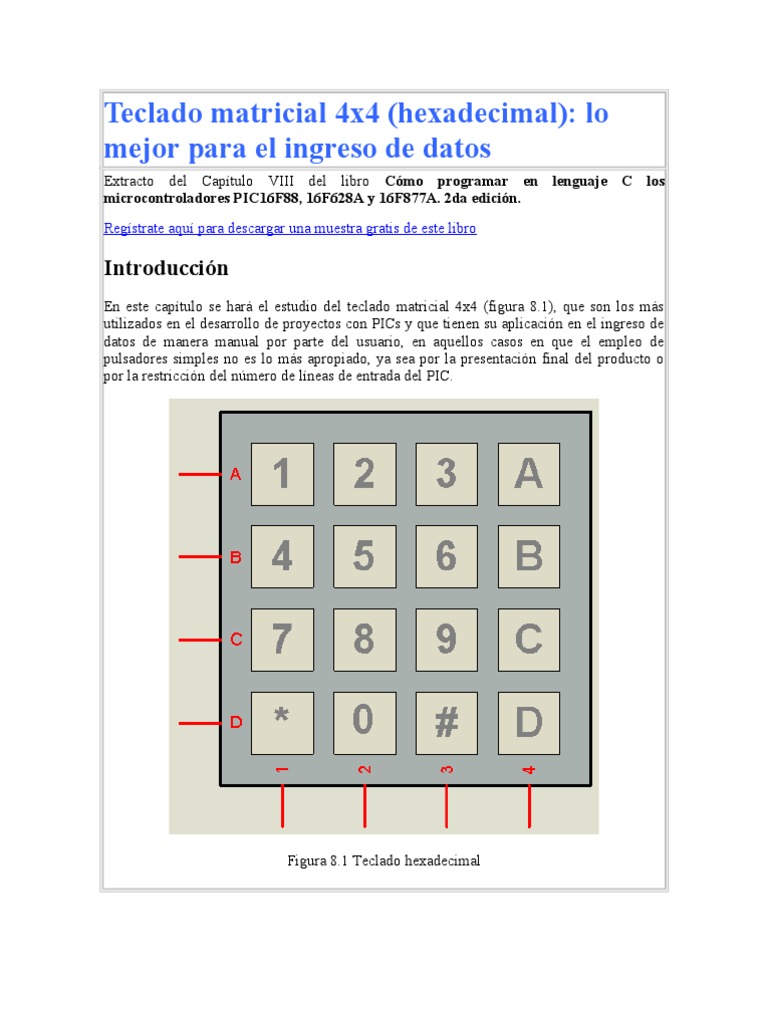 Teclado Matricial 4x4 (Hexadecimal) Lo Mejor para El Ingreso de Datos | Descargar gratis PDF ...