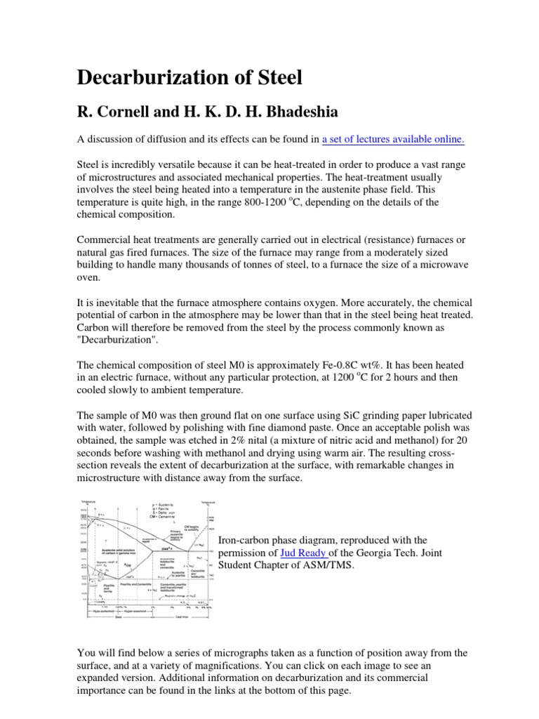 Decarburization of Steel | PDF | Heat Treating | Steel