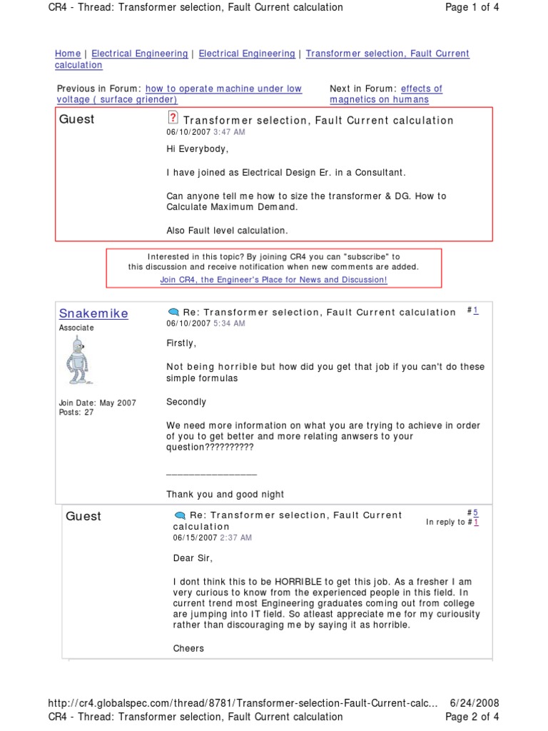 Transformer Fault Current Calculation Guide | PDF | Internet Forum ...