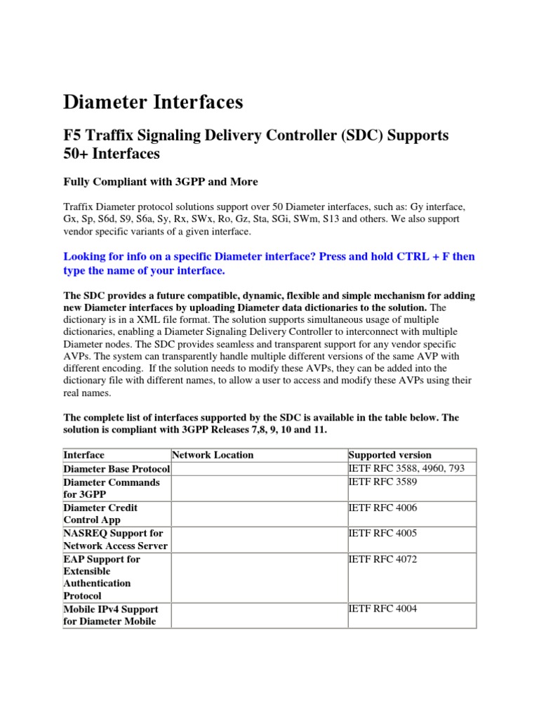 Diameter Interfaces and 3GPP Specifications | PDF | Ip Multimedia ...