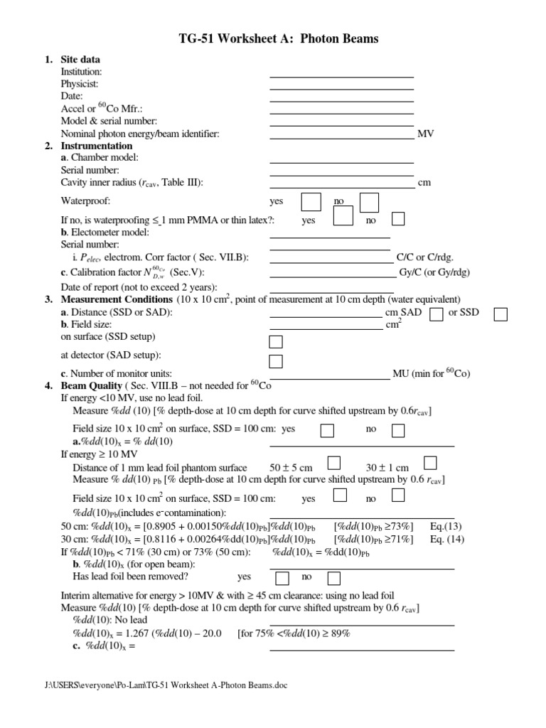TG-51 Worksheet a-Photon Beams