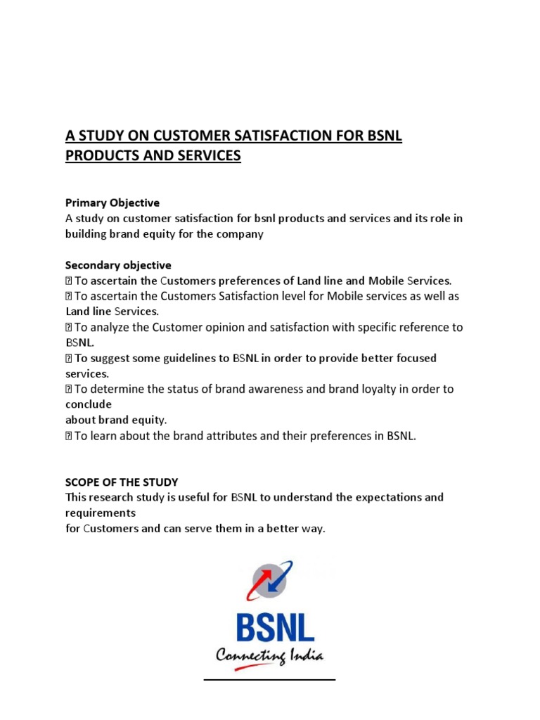 BSNL Customer Satisfaction Study | PDF | Hypothesis | Survey Methodology
