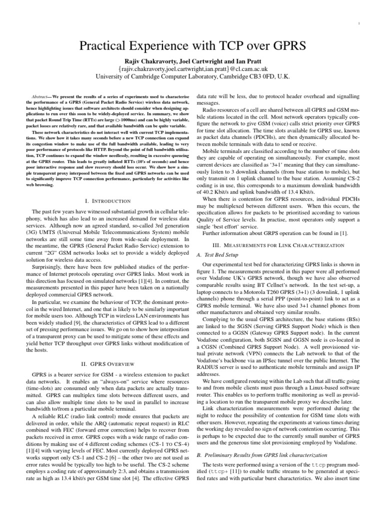 TCP Over GPRS Vodafone | PDF | Network Congestion | Transmission ...