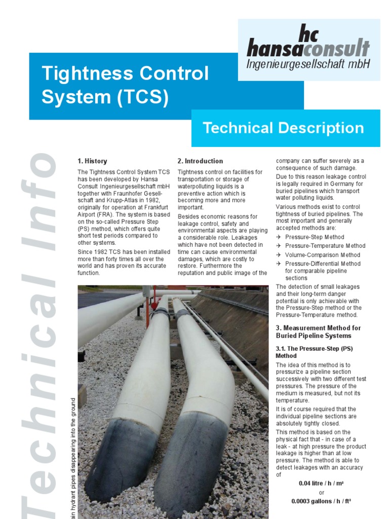 Tightness Control System | PDF | Pipeline Transport | Leak