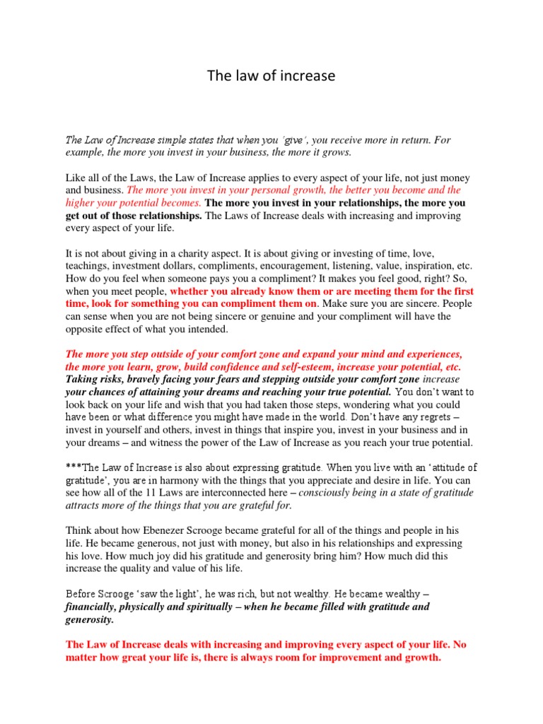 The Law of Increase | PDF | Gratitude | Righteousness