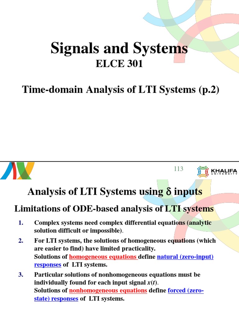 ELCE301 Lecture5 (LTIsystems Time2) | PDF | Convolution | Signal Processing