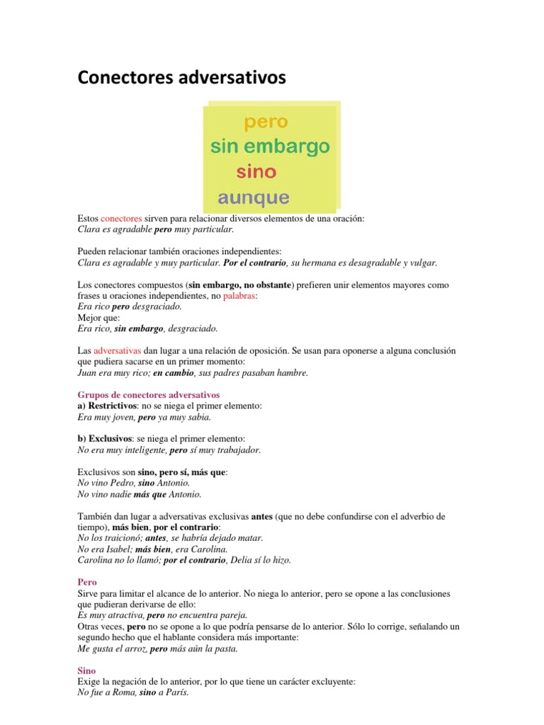 Conectores adversativos