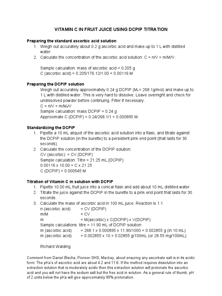 Vitaminc DCPIP | PDF | Vitamin C | Titration