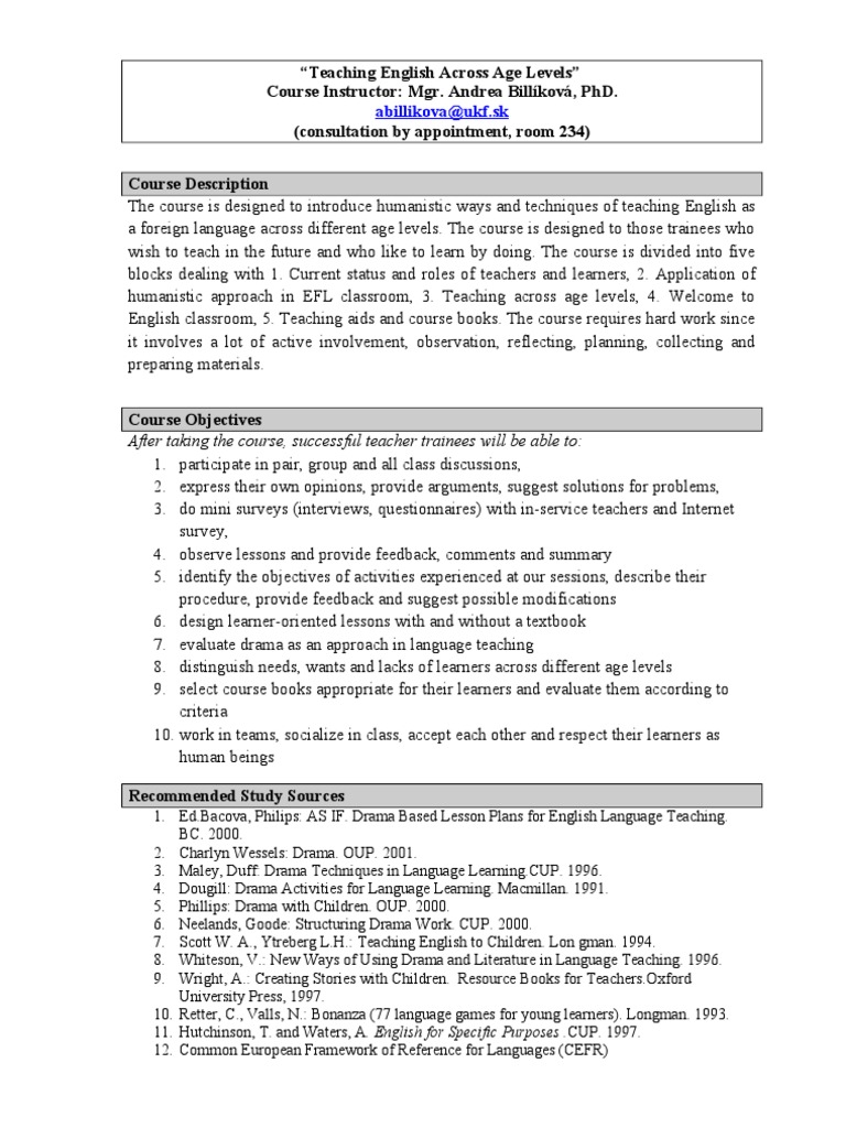 Teaching English: Age-Level Strategies | PDF | English As A Second Or ...