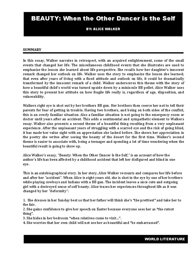 Beauty When The Other Dancer Is The Self - Alice Walker | PDF