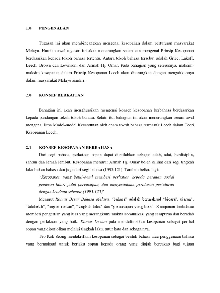 Prinsip Kesantunan Leech | PDF Prinsip Kesantunan Leech | PDF