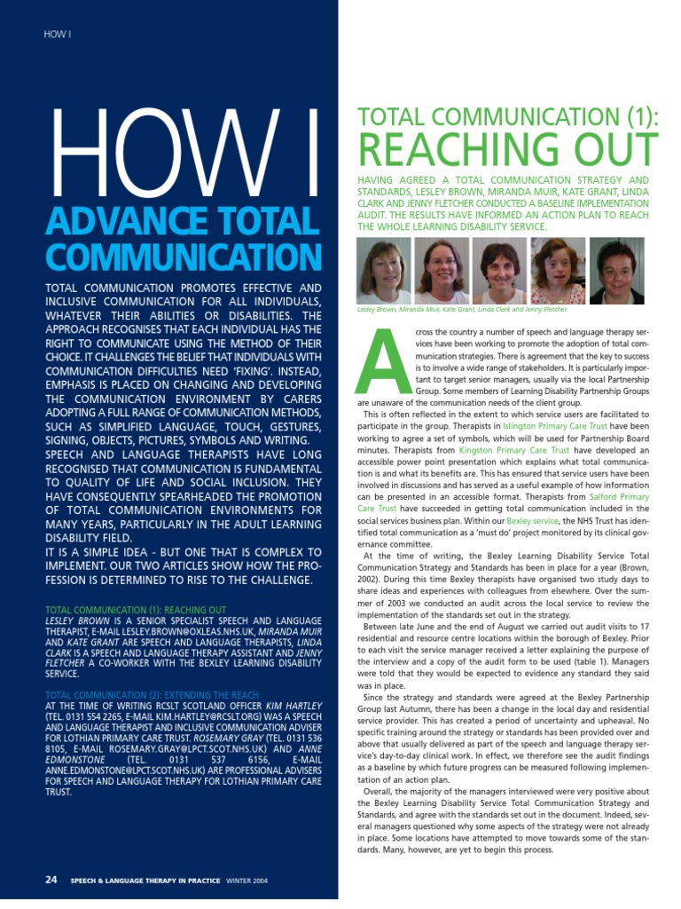 How I Advance Total Communication | PDF | Accessibility | Communication