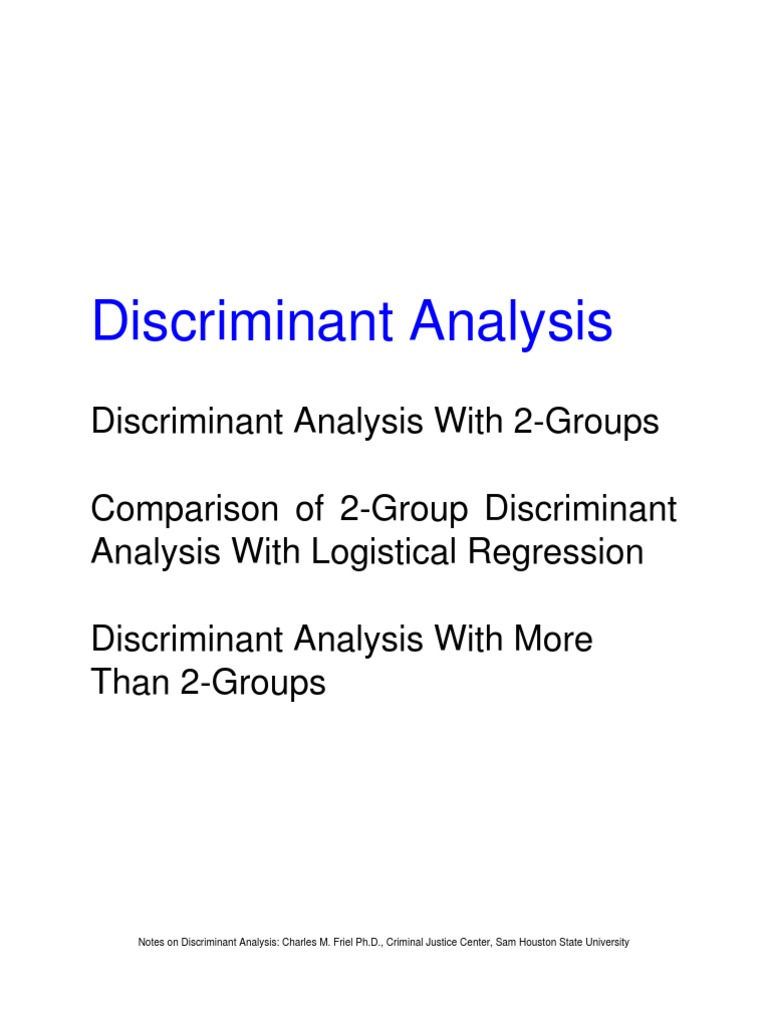 Notes on Discriminant Analysis: An Overview of Key Concepts ...