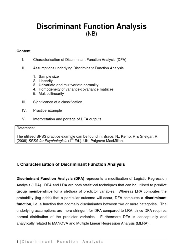 Discriminant Function Analysis | PDF