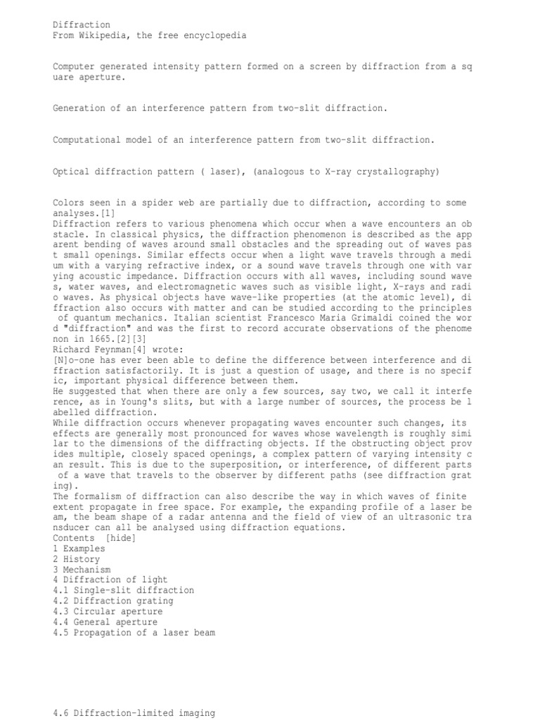 Diff | PDF | Diffraction | Wavelength