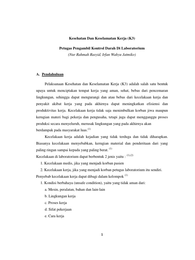 k3 Petugas Laboratorium | PDF